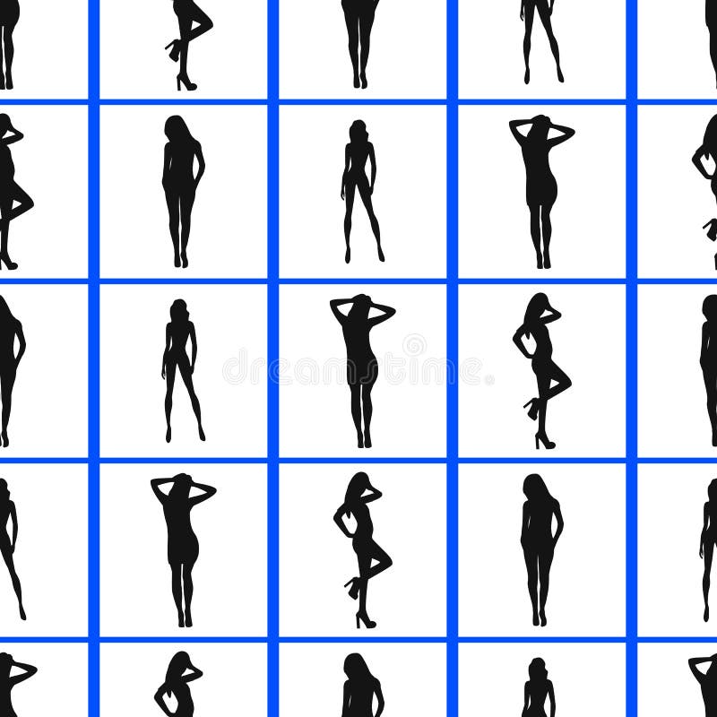 Contours of the Girls in Various Poses Stock Illustration ...