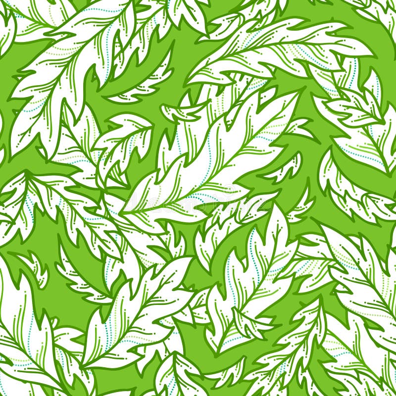 Vector Seamless Pattern of Leaves. Stock Vector - Illustration of blue ...