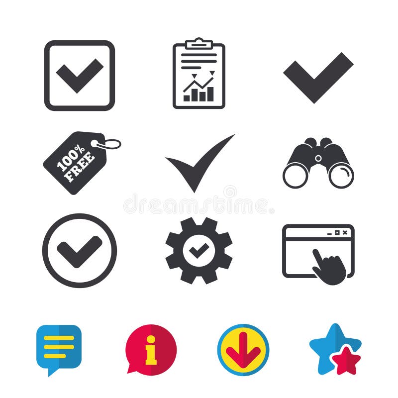 Contrôlez Les Signes Le Checkbox Confirment Des Icônes Illustration de ...