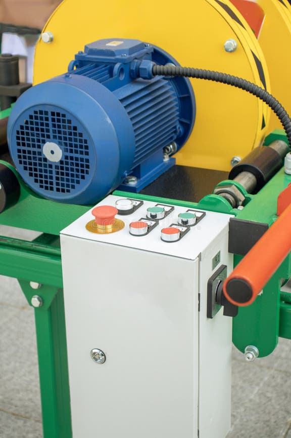 Control Panel of a Heavy-duty Winch Machine in a Workshop Setting ...