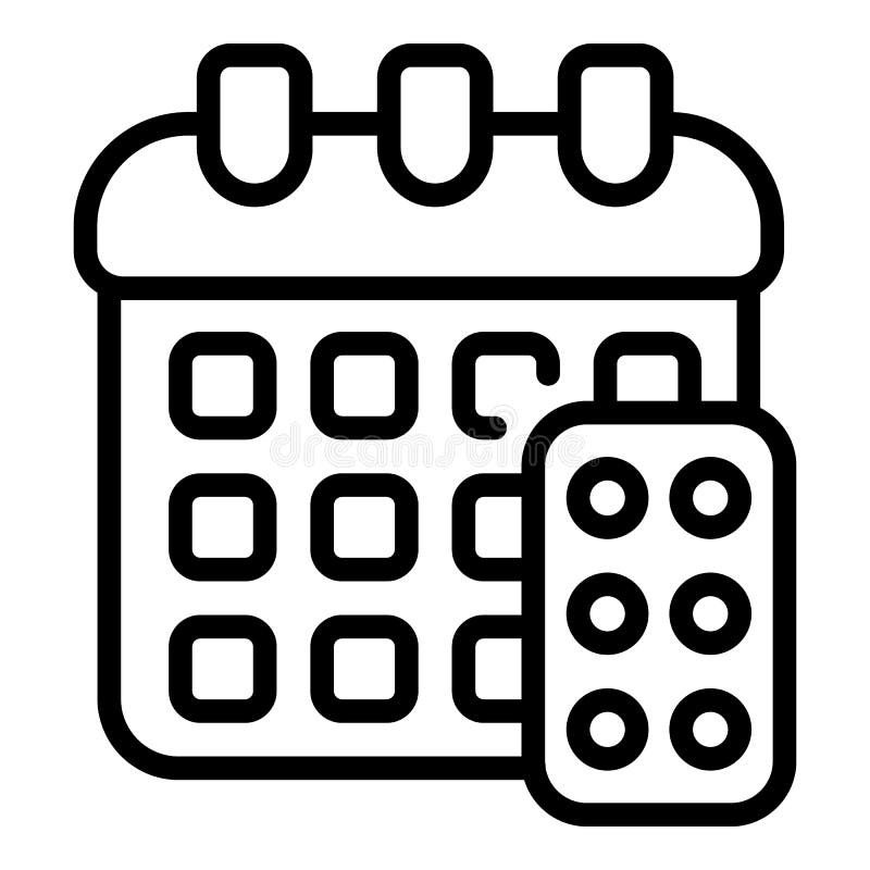 Contraception Calendar Pill Icon Outline Vector. Birth Control Stock ... Contraception Calendar Pill Icon Outline Vector. Birth Control Stock ...