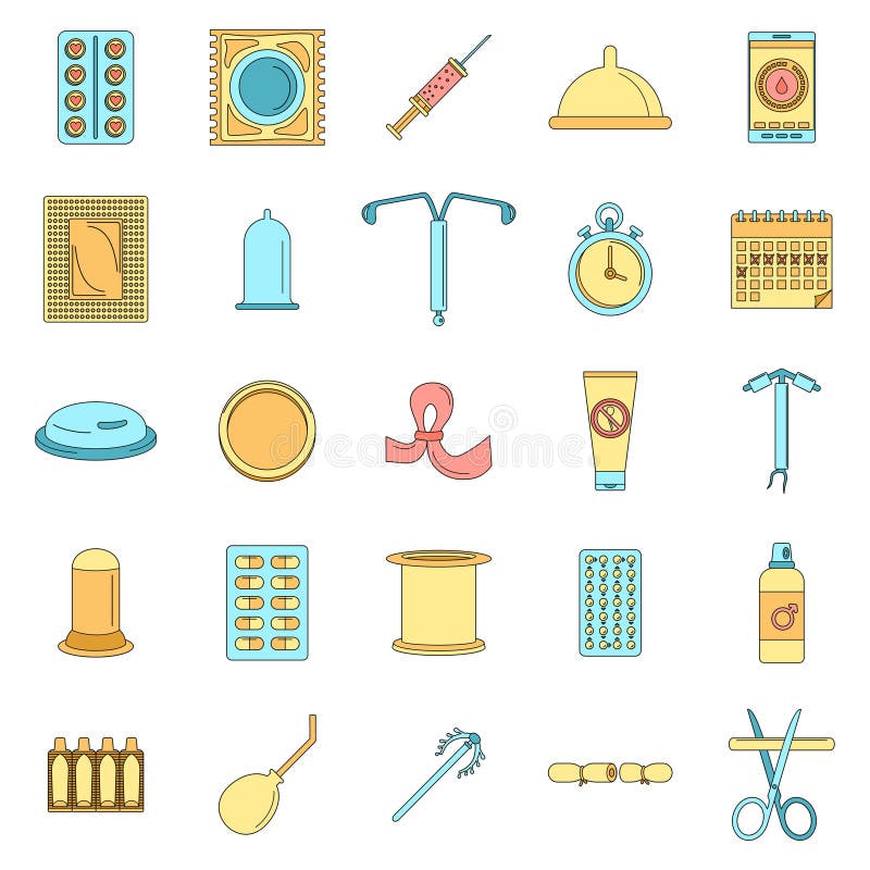 Contraception Day Control Icons Set Vector Color Stock Vector