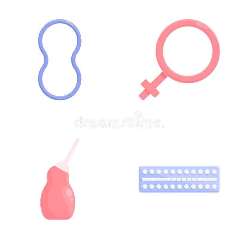 Contraception Icons Set Cartoon Vector. Different Type of Contraception ...
