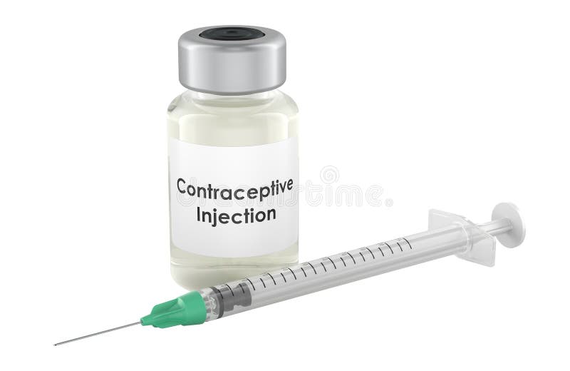 Contraceptive Injection, Vial and Syringe. 3D Rendering Stock ...
