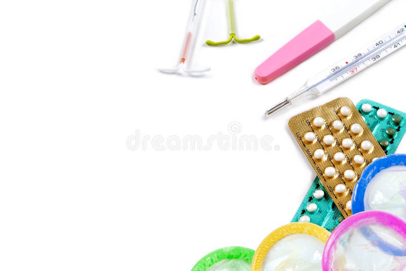 Contraceptives Seen from Above on a White Background. Stock Image ...