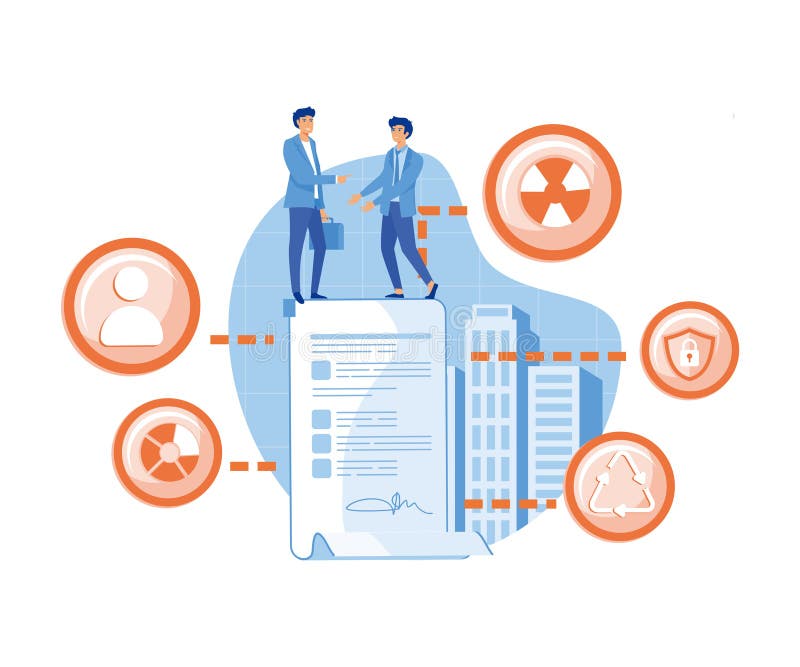 Contract Agreement Concept. Business People Standing on a Signed ...