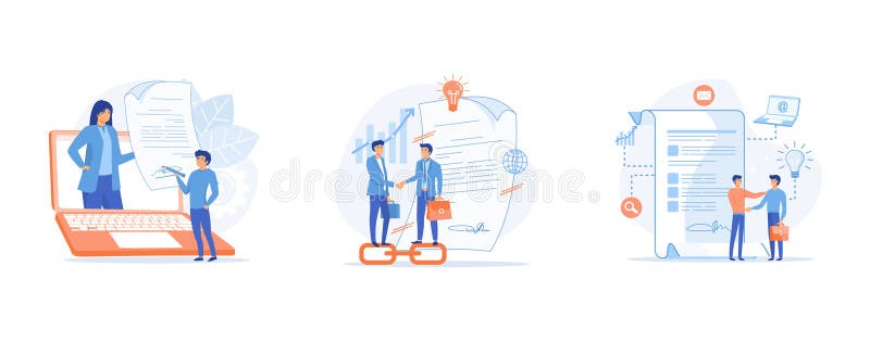 Contract Agreement Concept, People Signing Paper and Digital Contract ...