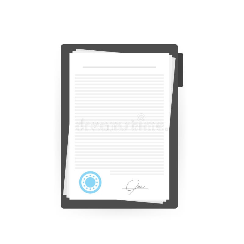Contract Agreement Paper Blank with Seal. Vector Illustration Stock ...