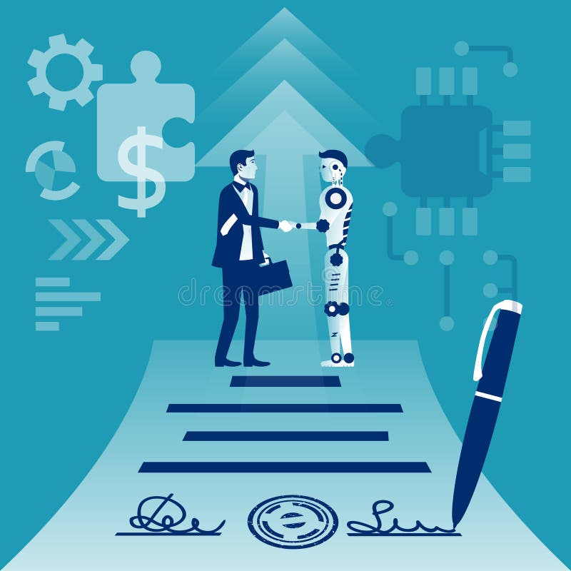 Contract Businessman and Robot. Contract with Artificial Intelligence ...