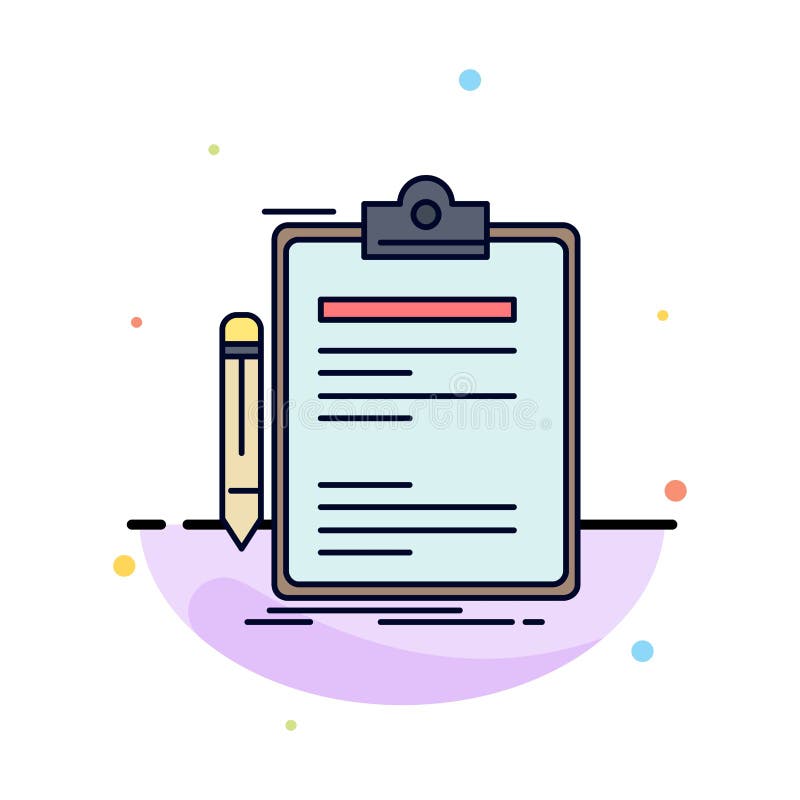 Contract, Check, Business, Done, Clip Board Flat Color Icon Vector ...