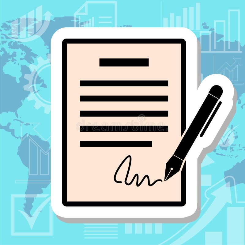 Contract Concept on Blue Digital World Map Background Stock ...