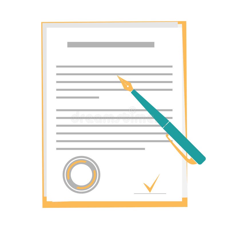 Contract or Document Signing Icon. Document Folder with Stamp Text and ...