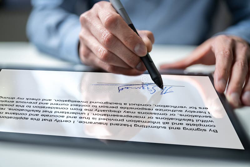 Contract E Signature. Employee Signing Stock Image - Image of signing ...