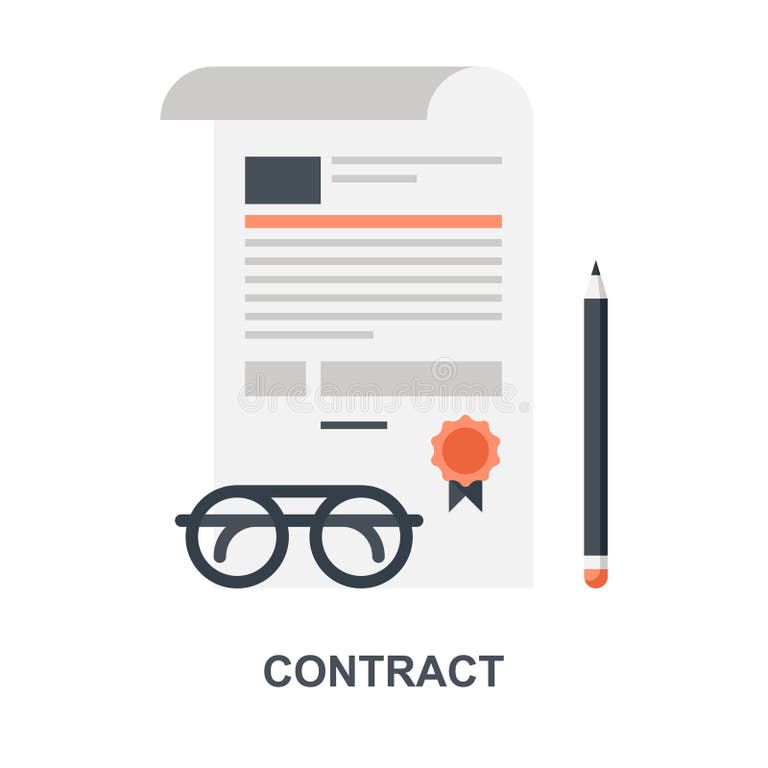 Contract Flat Icon Design Concept Stock Vector - Illustration of deal, file: 364382882