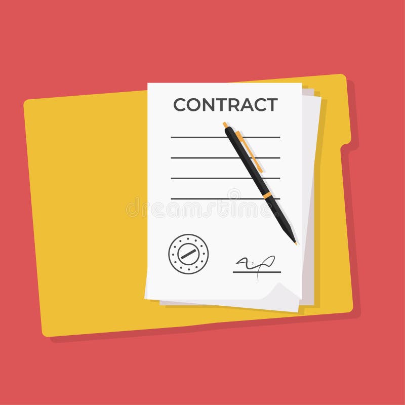 Contract with Folder Vector Illustration Stock Vector - Illustration of ...