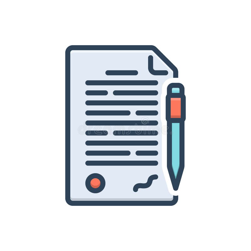 Color Illustration Icon for Contract, Agreement and Work Stock Vector ...