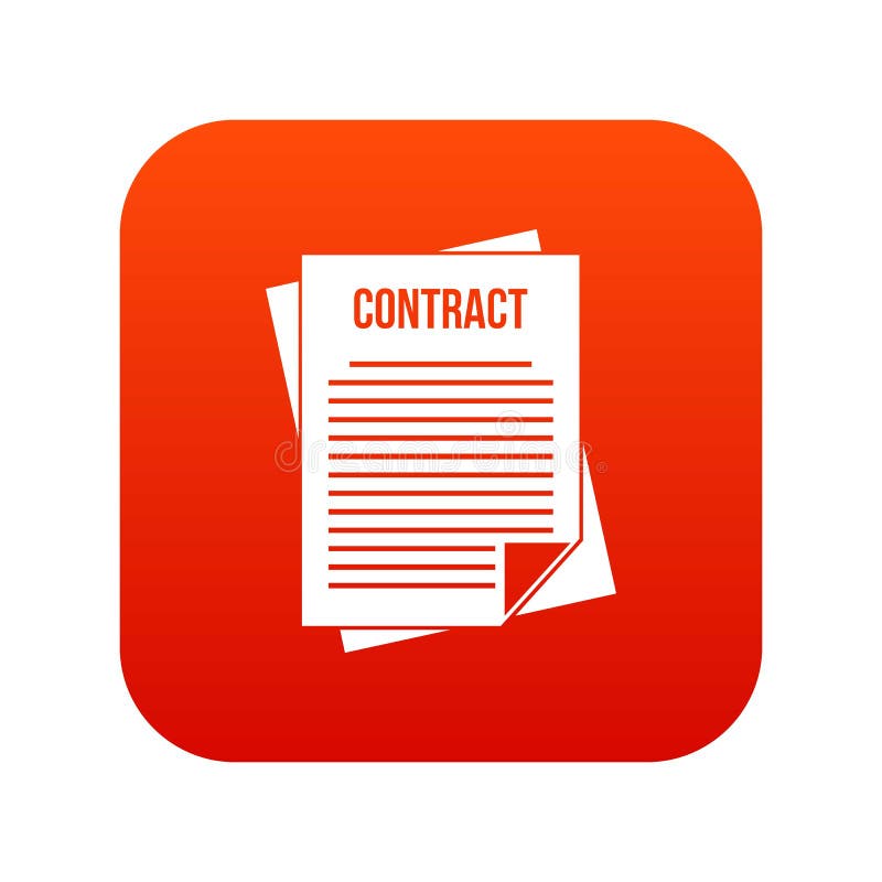 Contract icon digital red stock vector. Illustration of contract ...