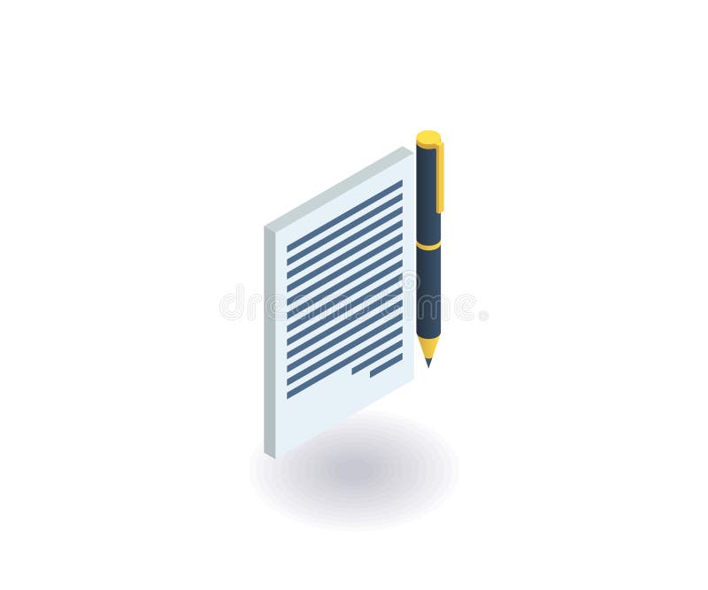 Contract Icon. Vector Illustration in Flat Isometric 3D Style Stock ...