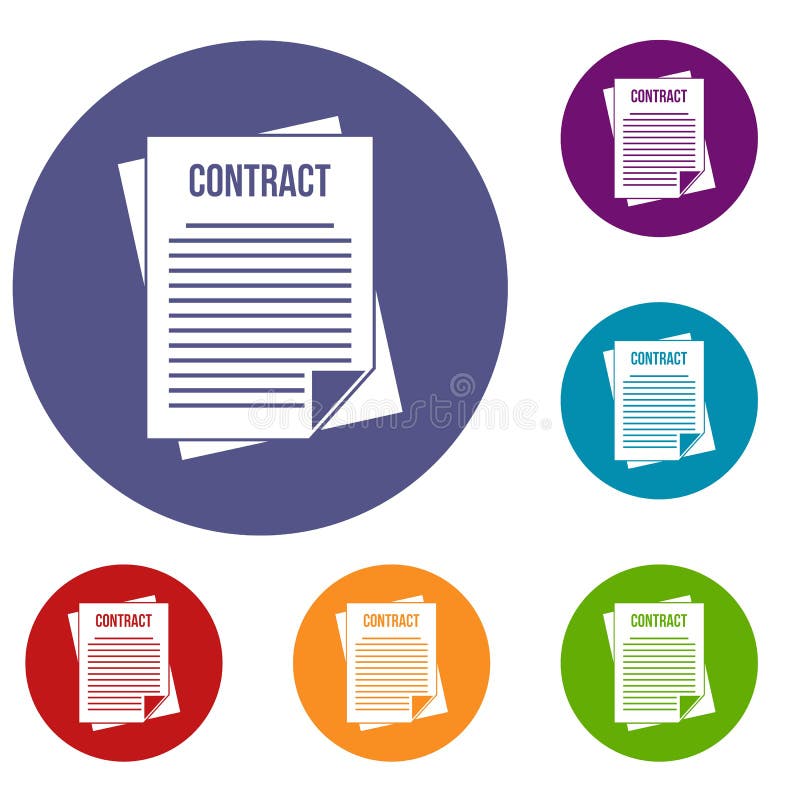 Contract icons set stock vector. Illustration of agreement - 95791623
