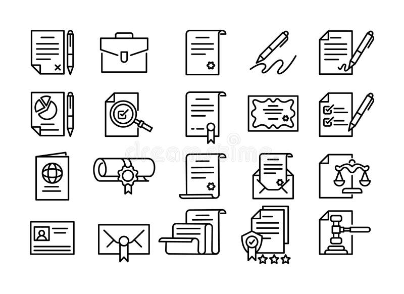 Contract Line Icon Set. Collection of Vector Symbol in Trendy Flat ...