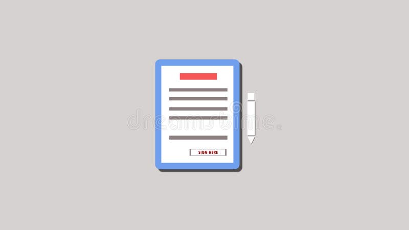 Contract Motion Graphic Animation. Document and Pen Animation Stock ...