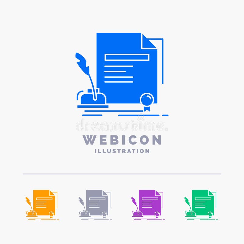 Contract, Paper, Document, Agreement, Award 5 Color Glyph Web Icon ...