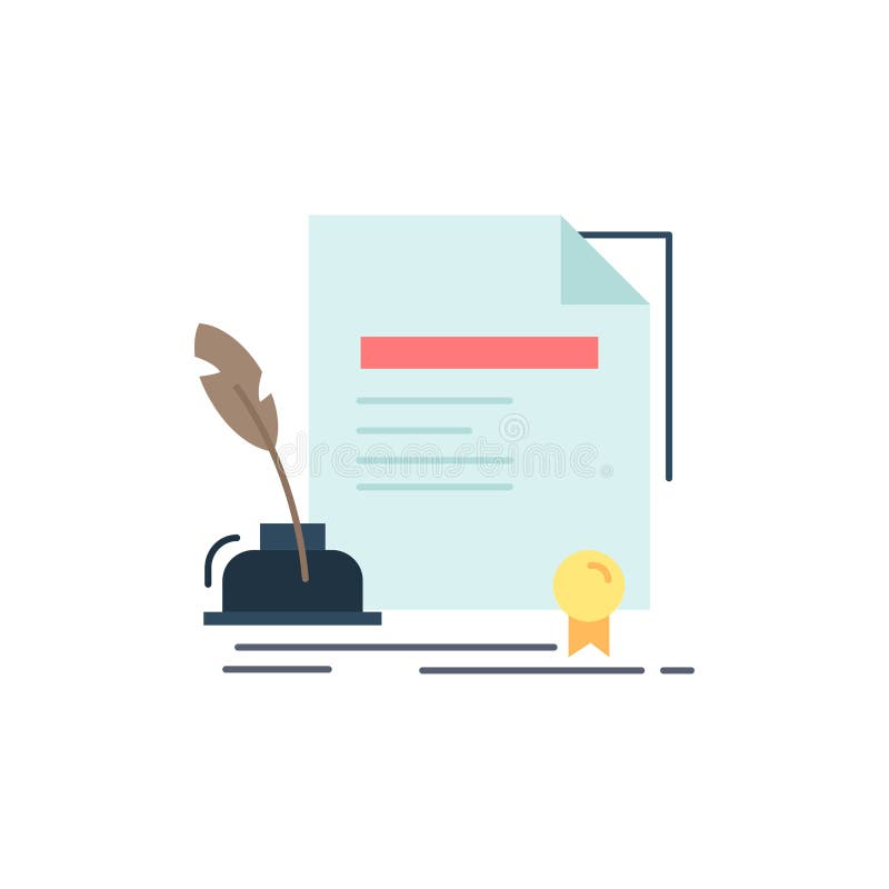 Contract, Paper, Document, Agreement, Award Flat Color Icon Vector ...