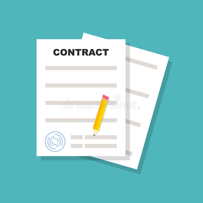 Contract Paper Document with Pencil in a Flat Design Stock Vector ...