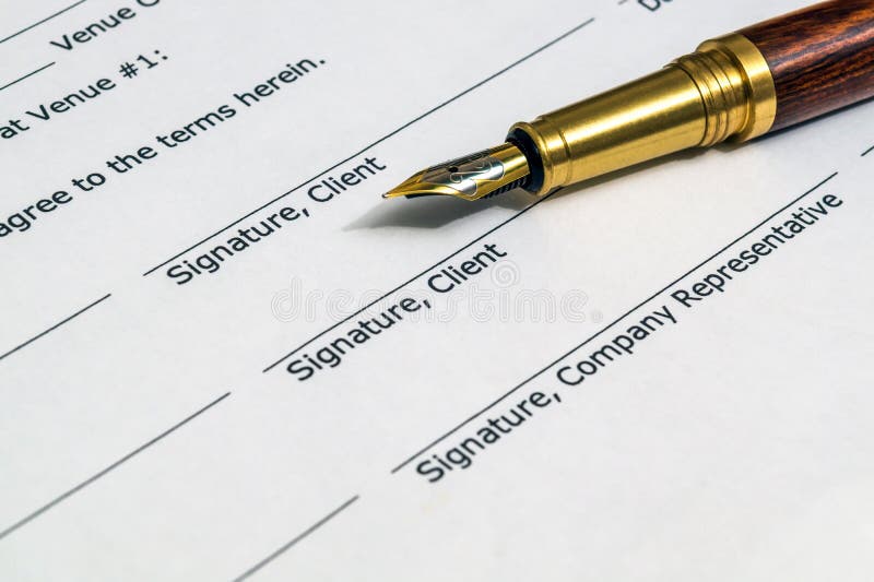 Contract Paper between Two Parties and a Pen for Signing Stock Photo ...