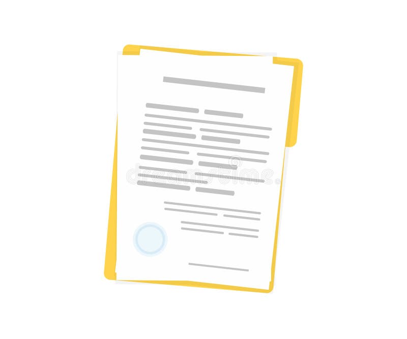 Contract Papers. Document. Folder with Stamp and Text. Contract Signing ...