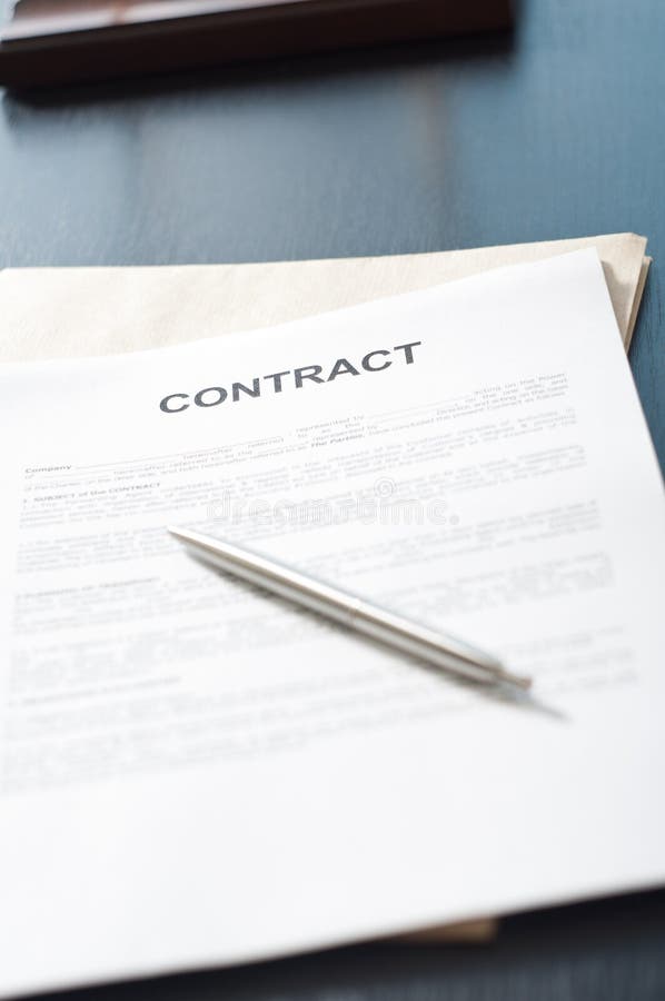Contract Papers on Wooden Desk Stock Image - Image of wooden ...