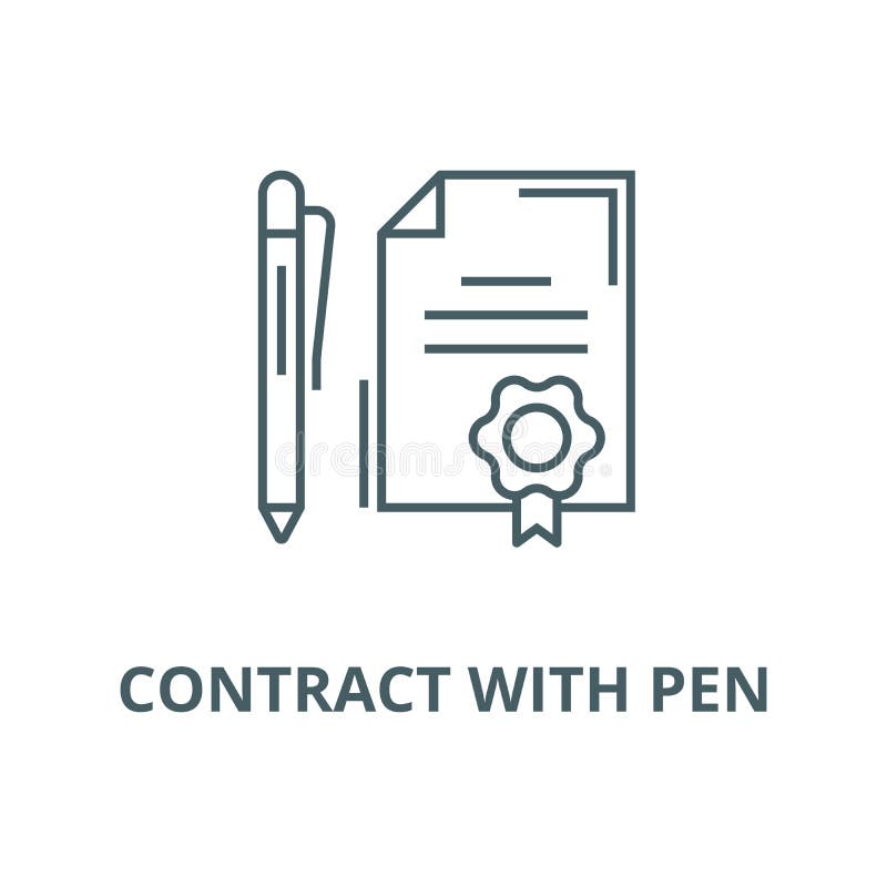 Contract With Pen Line Icon Vector Contract With Pen Outline Sign