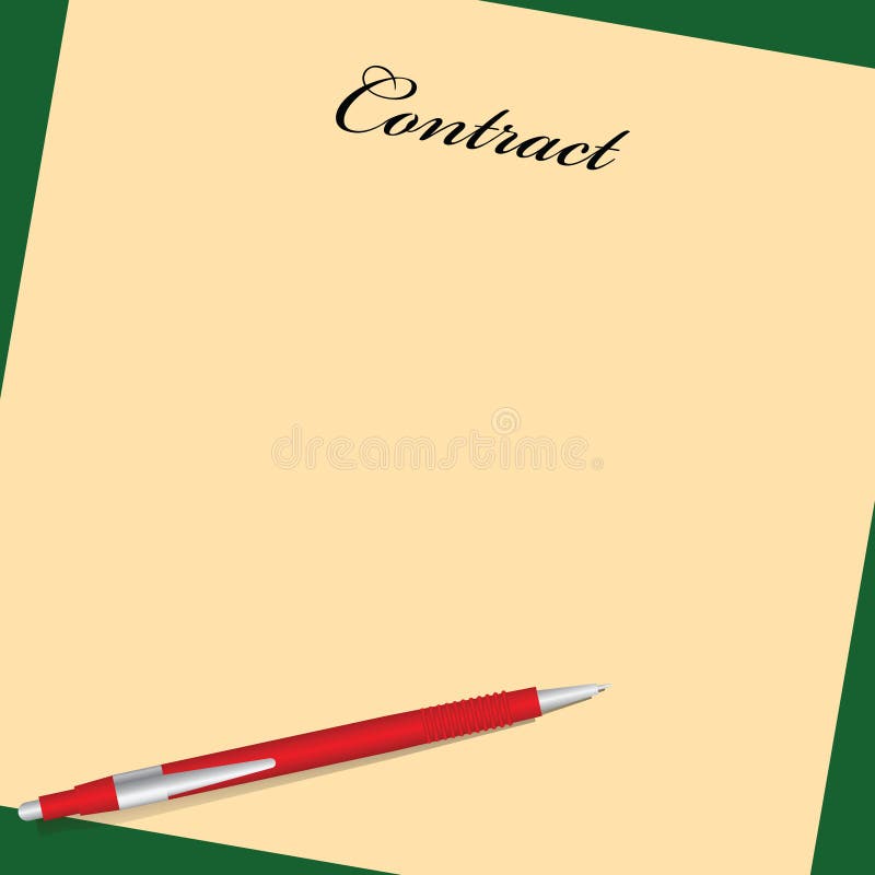 Contract and red pen stock vector. Illustration of system - 32463315