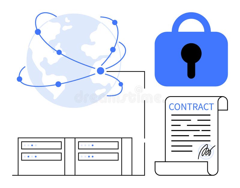 Contract Security and Global Connectivity Concept with Servers Stock ...