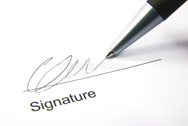 Hand Signing a Document in Ink on Sign Here Line Stock Photo - Image of ...