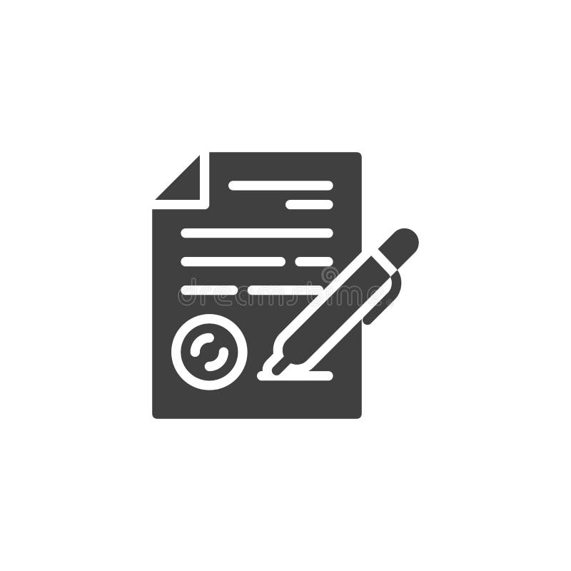 Contract Signing, Document and Pencil Icon Vector, Filled Flat Sign ...