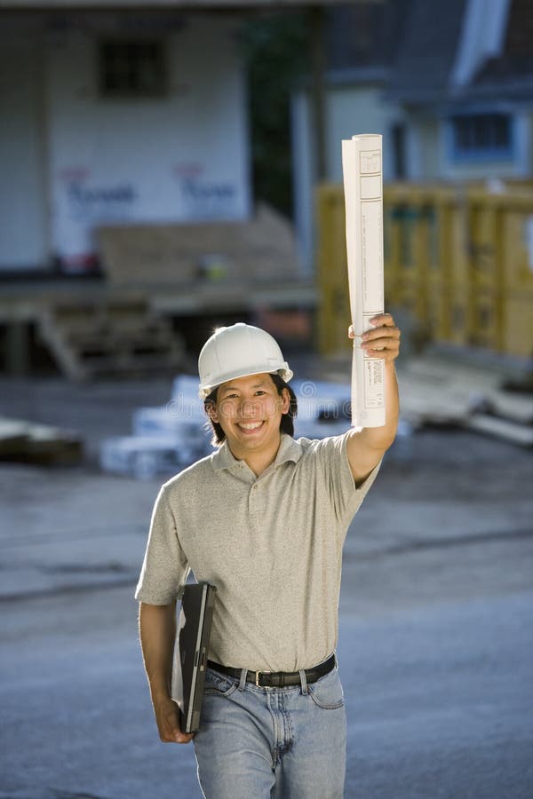 Contractor/architect on the Job Stock Image - Image of laptop, manager ...
