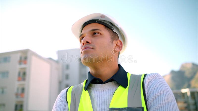 Contractor Man, Building and Construction Worker Thinking, Planning and ...