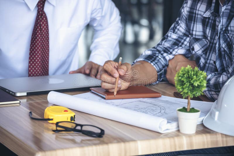 Contractor Construction Engineer Meeting Talking Together on Architect ...