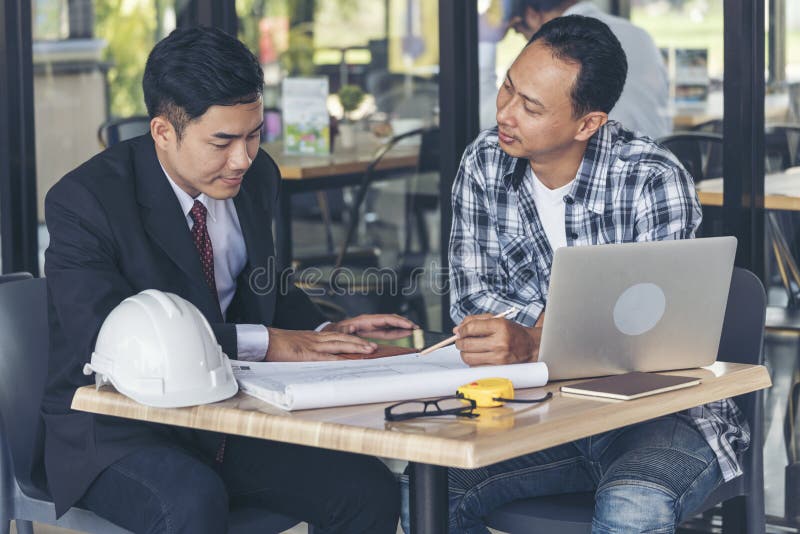 Contractor Construction Engineer Meeting Talking Together on Architect ...