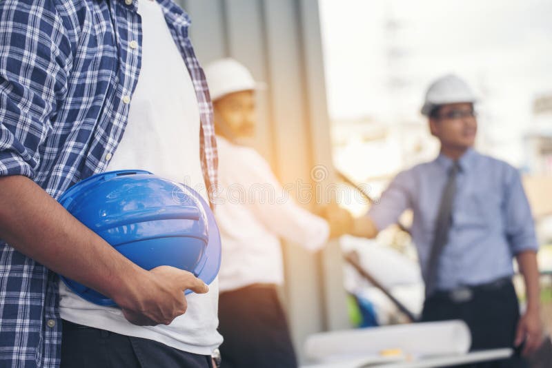 Contractor Construction Engineer Meeting Talking Together on Architect ...