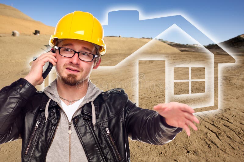 Contractor at a Construction Site and Dirt Lot Stock Photo - Image of ...