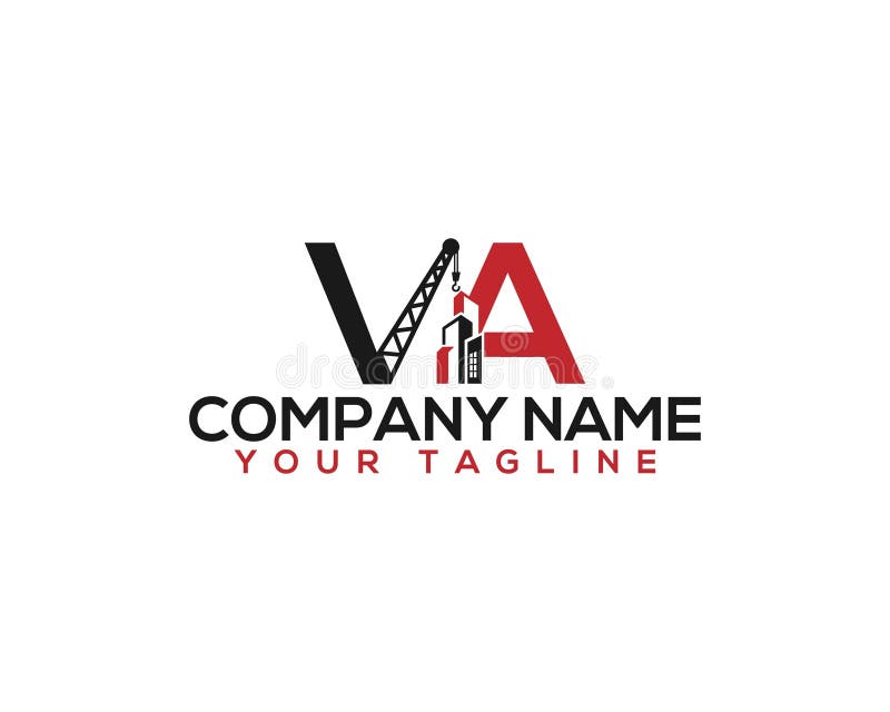Letters VA with Crane and Real Estate Construction Logo Stock Vector ...