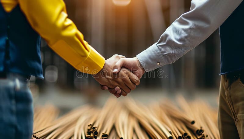 A Contractor and Engineer Shake Hands in Agreement Stock Illustration ...