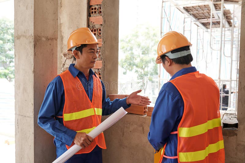 Contractor explaining work stock image. Image of worker - 132232057