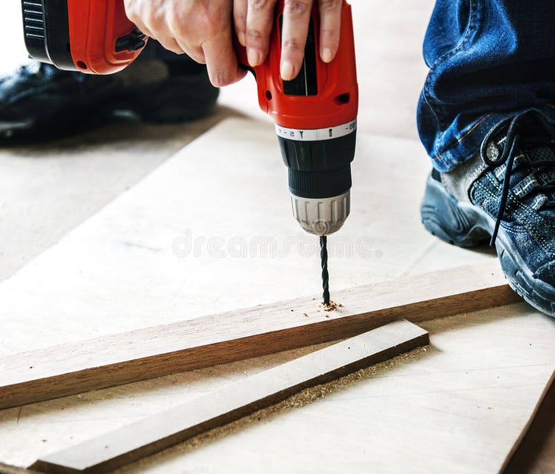 Contractor Handyman Working and Using Screwdriver Stock Photo - Image ...