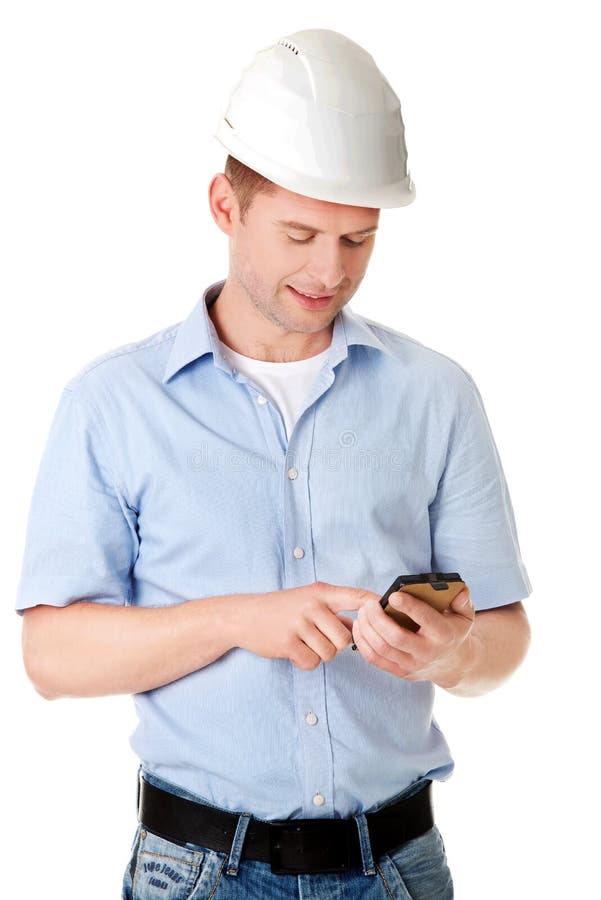 Man Using Mobile Device Construction Site Stock Photos - Free & Royalty ...