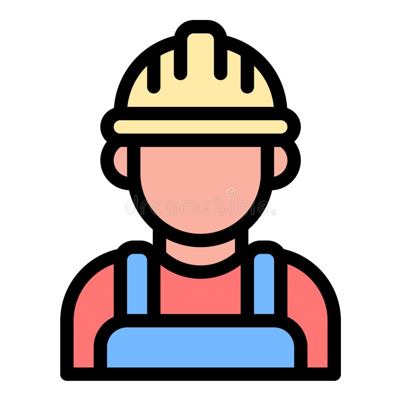 Contractor Icon Building Professional in Flat Line Color Style Stock ...