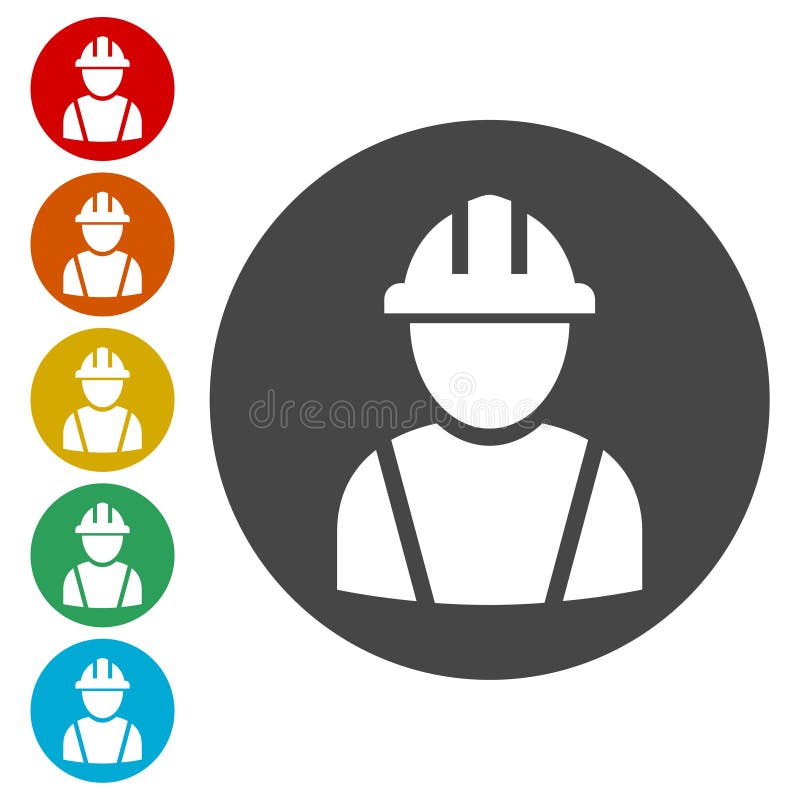 Contractor Icon, Workers Icon Stock Vector - Illustration of color ...