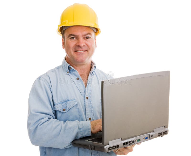 Contractor on Laptop stock image. Image of estate, internet - 3040505